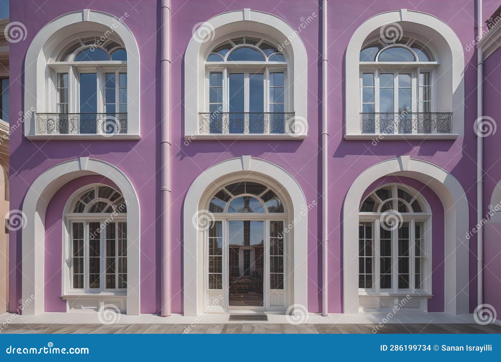 Facade of a Pink Building in the Center of the City. Generative Ai ...