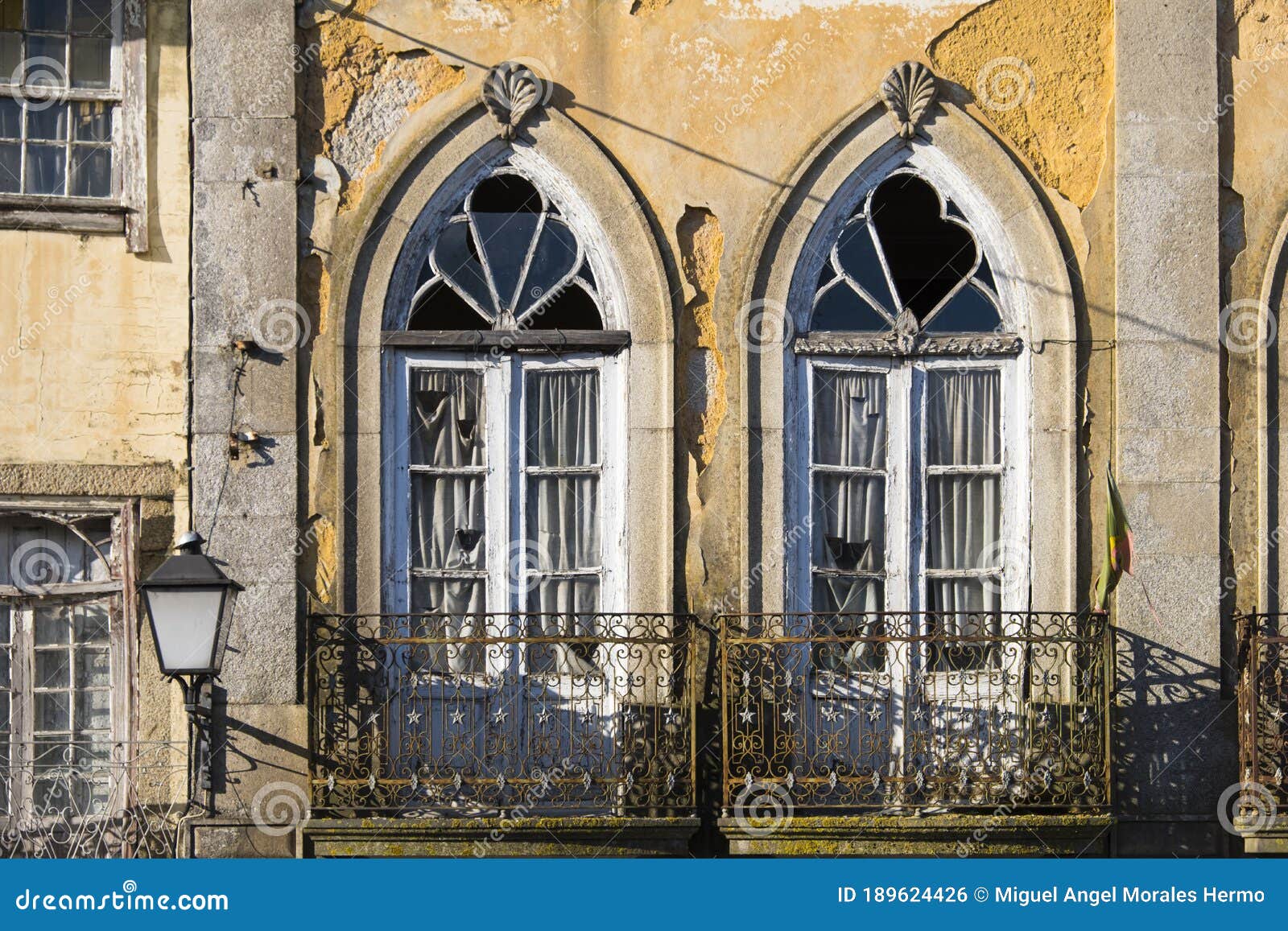 Facade with Pointed Arch Windows in Barcelos Portugal Stock Photo ... Facade with Pointed Arch Windows in Barcelos Portugal Stock Photo ...