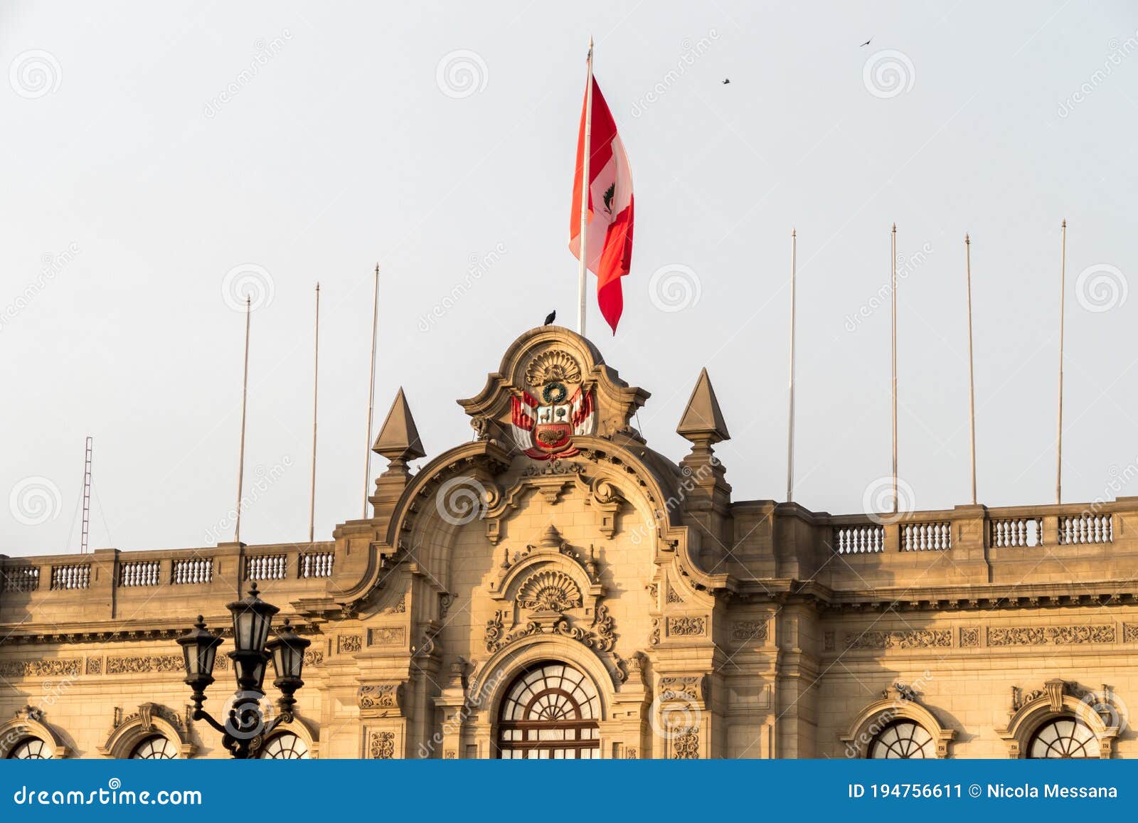 Facade of President Palace in Central Square of Lima, Peru Stock Image ...