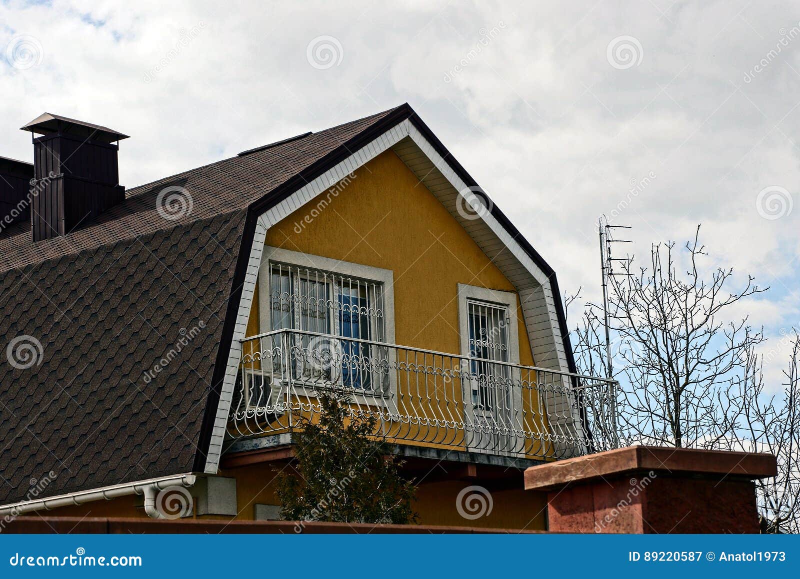 Facade of a Private Building with a Balcony Stock Image - Image of ...