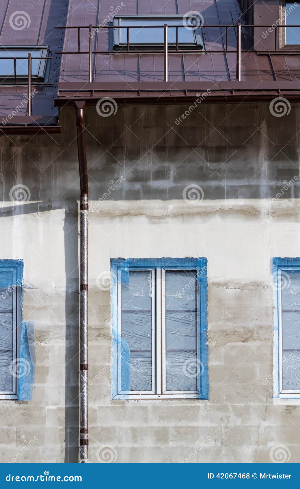 Facade with rain gutter stock photo. Image of renovation - 42067468