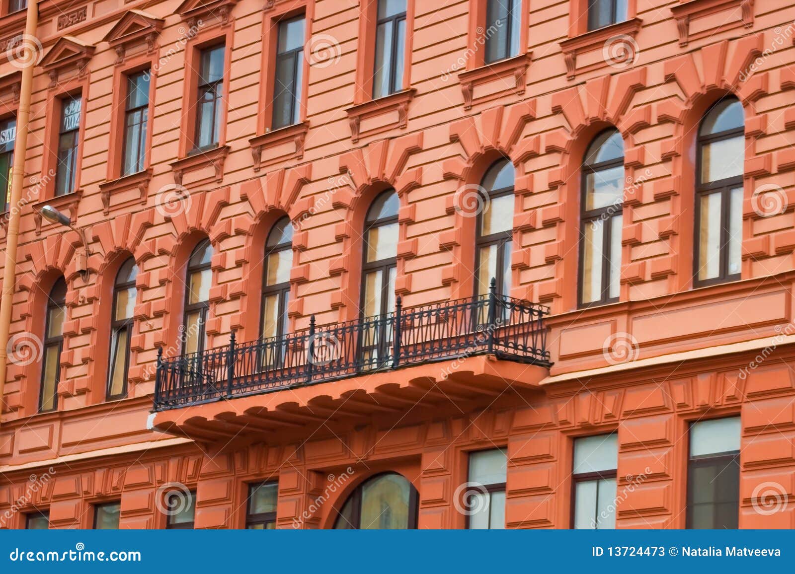 Facade of red building stock image. Image of shiny, house - 13724473