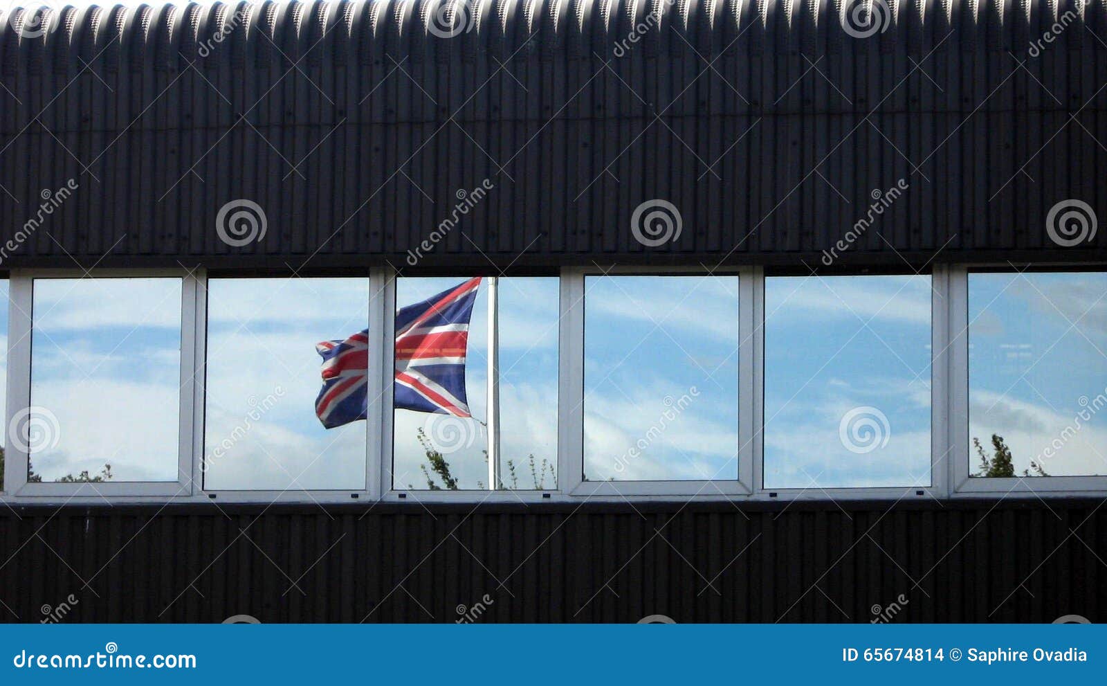 Facade with Reflection of Union Jack Flag Stock Photo - Image of object ...