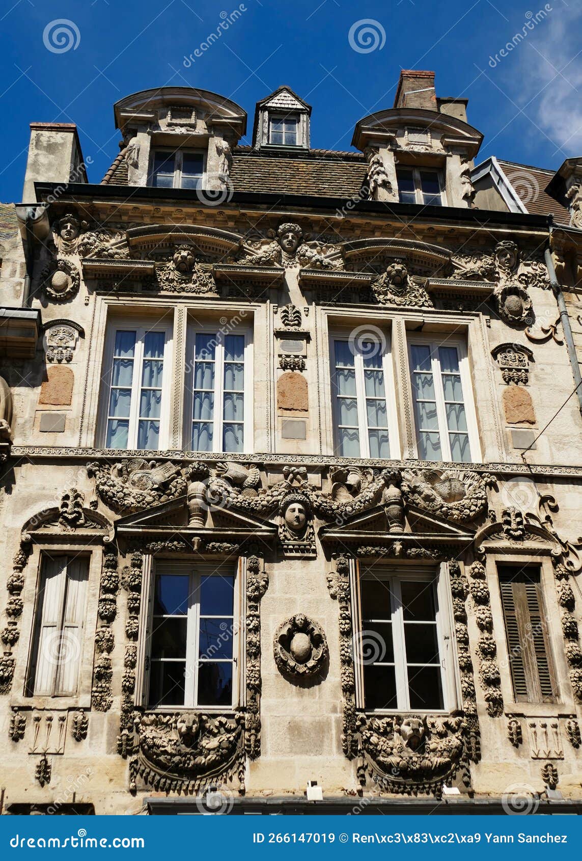 Facade of a Renaissance Style Mansion in Dijon Stock Image - Image of ...