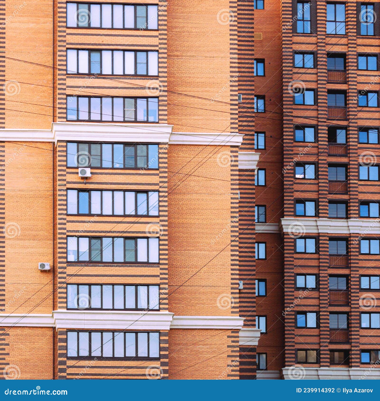Facade of a Residential Building with Lots of Flats and Windows Stock ...