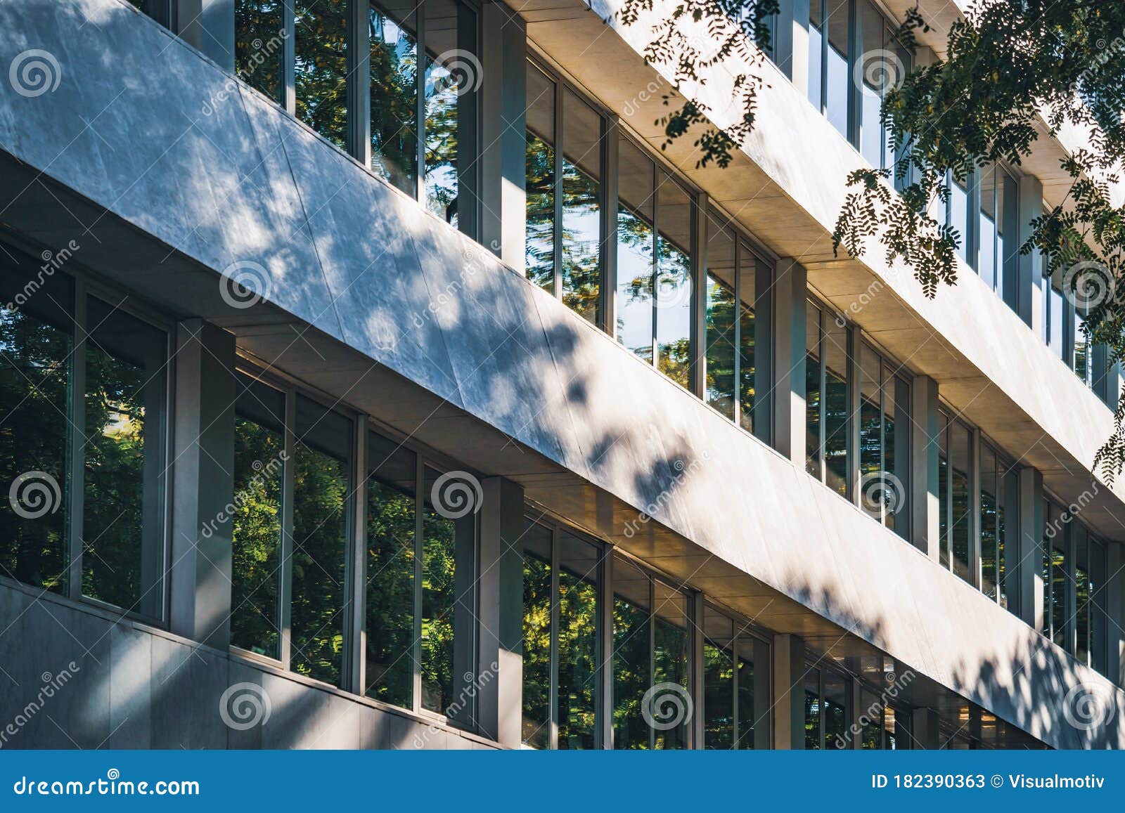 Facade of an 80`s Office Building Stock Image - Image of floors ...
