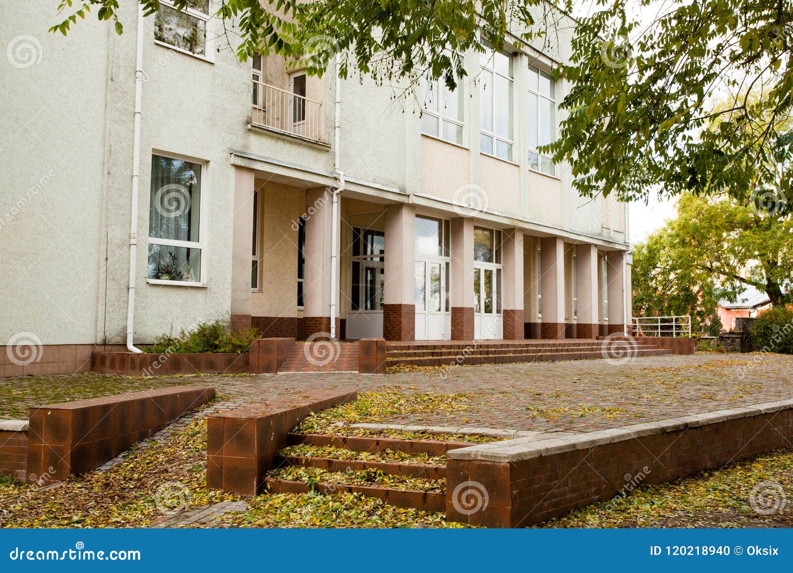 Facade of the School Building Stock Photo - Image of building, complex ...