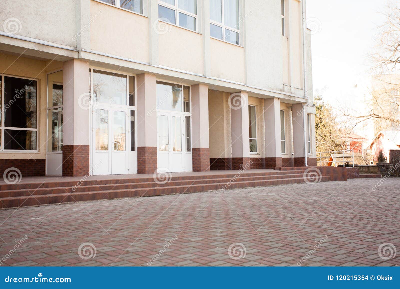 Facade of the School Building Stock Photo - Image of exteriour, office ...