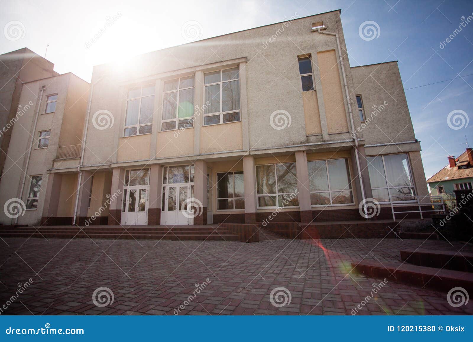 Facade of the School Building Stock Photo - Image of school ...