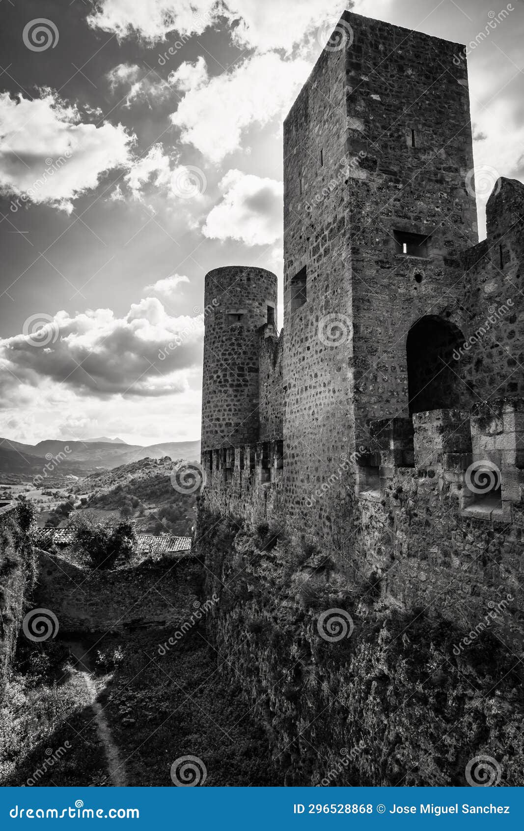 Facade and Side Tower of the Medieval Castle of Frias in a Dramatic ...