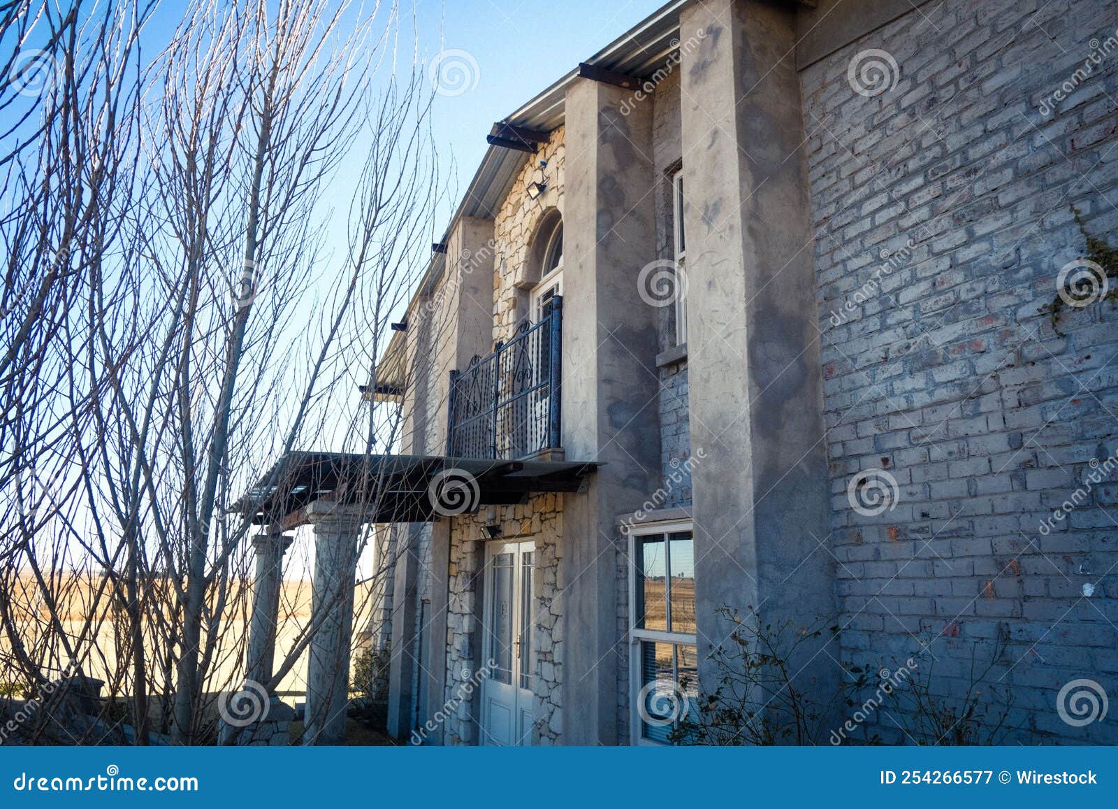 Facade of a Simple Two-storey Building in the Countryside Stock Image ...