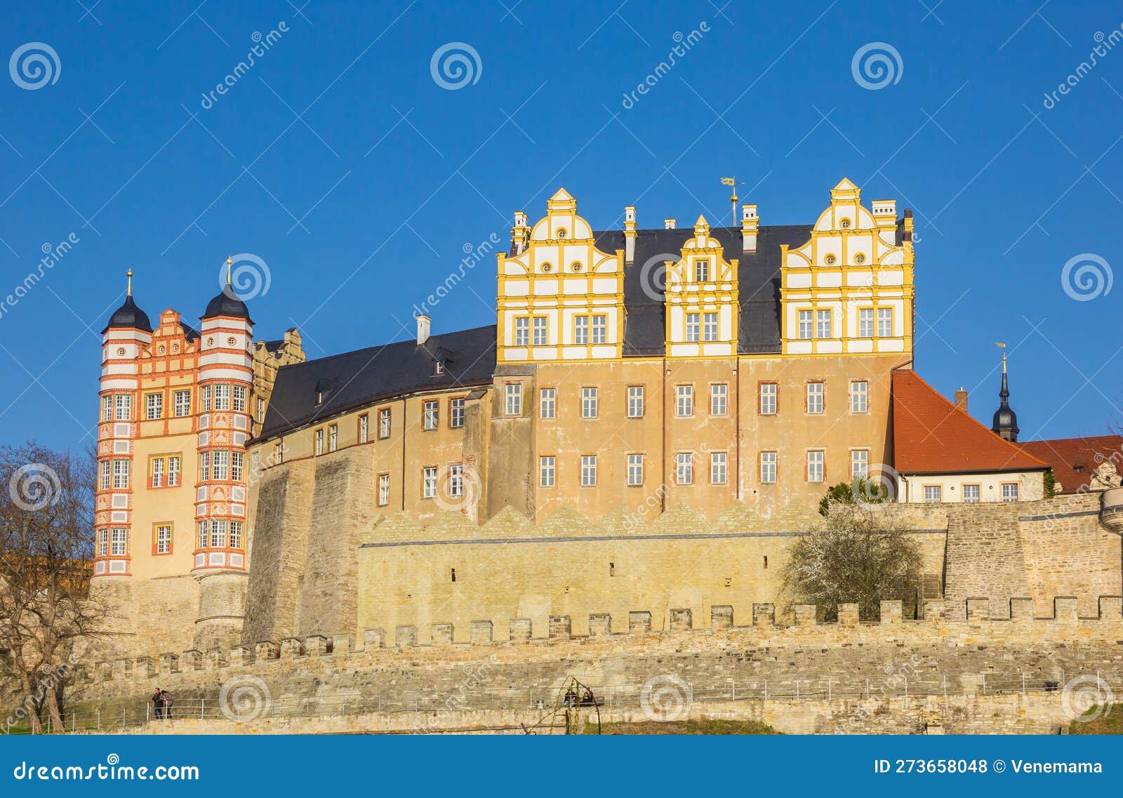 Facade and Surrounding Wall of the Castle in Bernburg Stock Photo ...