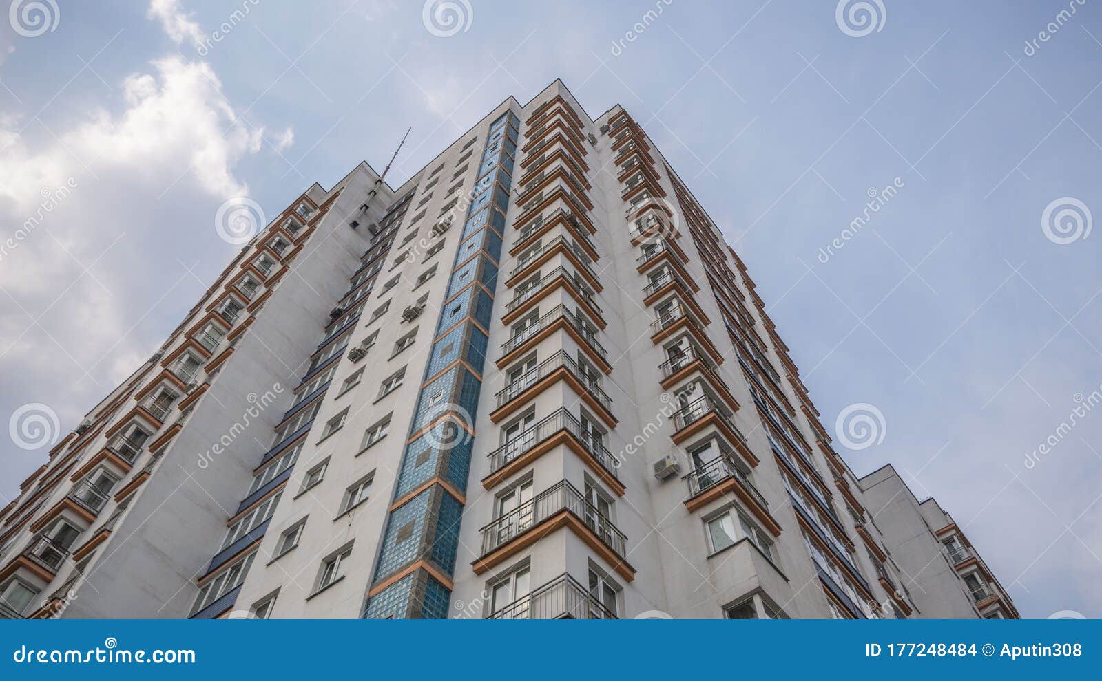 Facade of a Tall Building. Reflection in the Windows Stock Photo ...