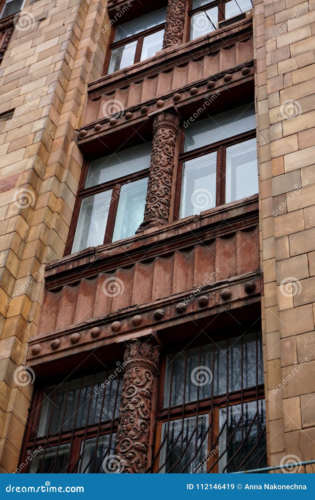 The Facade of a Tall Red Brick Building. Stock Image - Image of brick ...
