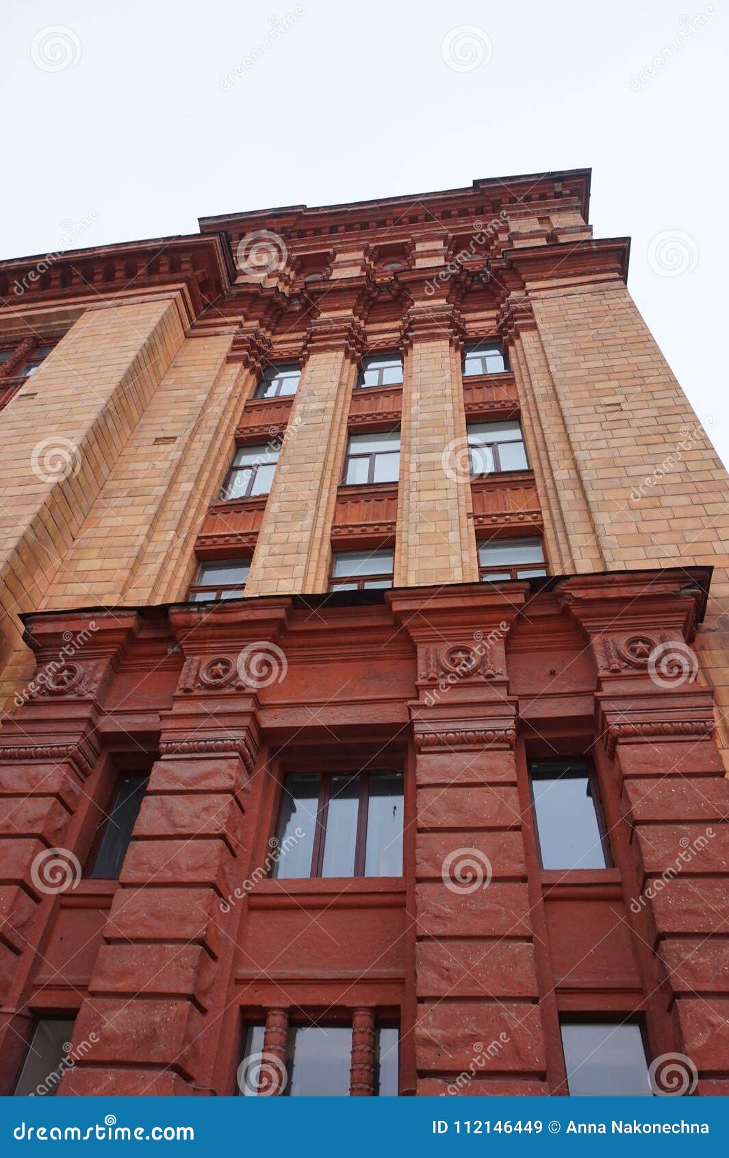 The Facade of a Tall Red Brick Building. Stock Image - Image of history ...