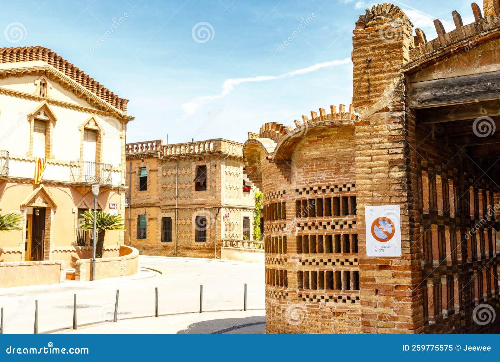 Facade of Factory Worker Houses in Colonia Guell, Barcelona, Catalonia ... Facade of Factory Worker Houses in Colonia Guell, Barcelona, Catalonia ...