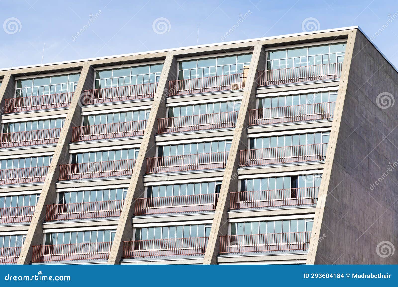 Facade of a Terraced Office Building with Balconies Stock Photo - Image ...