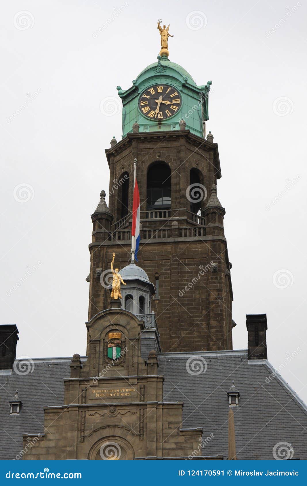 Facade and Tower of Old Rotterdam City Hall, Netherlands Stock Image ...