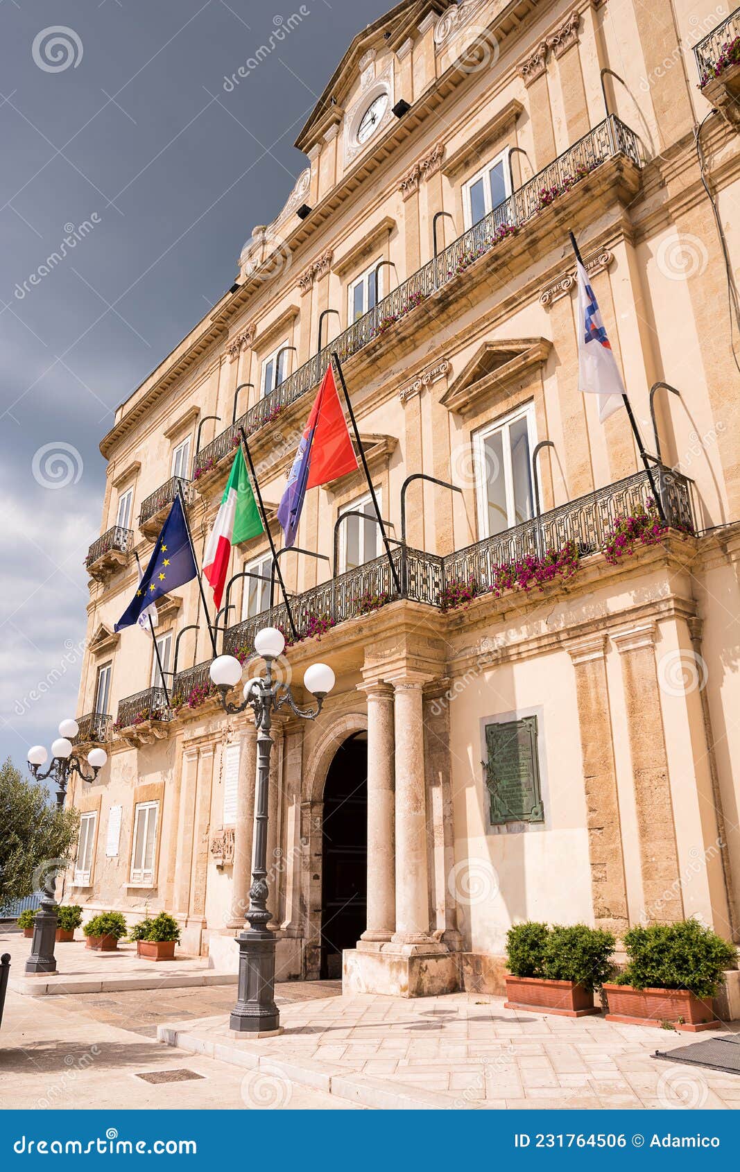 Facade of the Town Hall of Taranto Stock Photo - Image of building ...