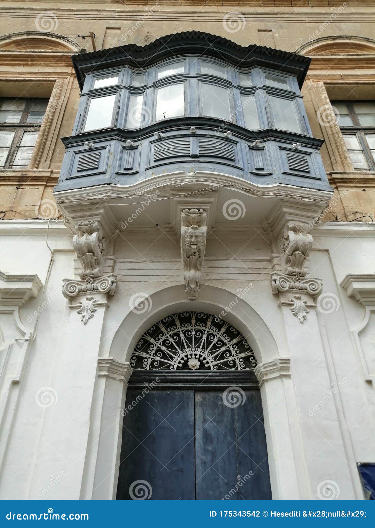 Facade with Traditional Balconies Stock Photo - Image of facade ...