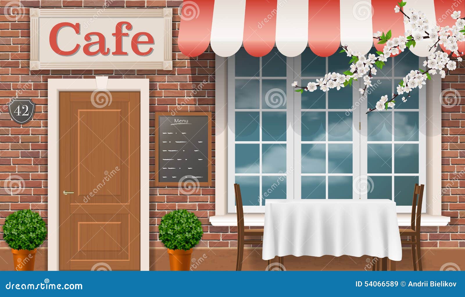 The Facade of the Traditional Cafe. Stock Vector - Illustration of ...