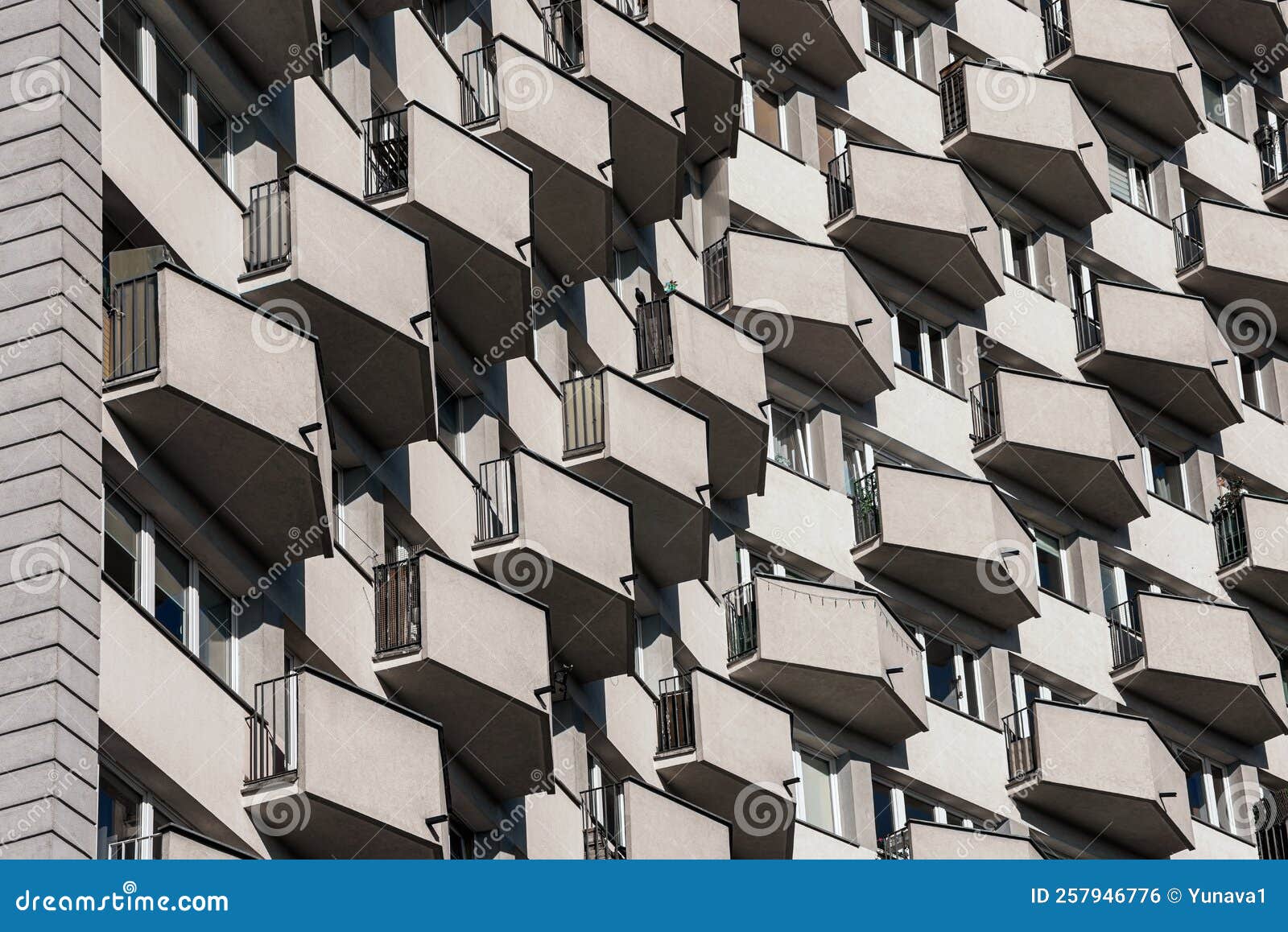 The Facade with Triangular Balconies Stock Photo - Image of cityscape ...