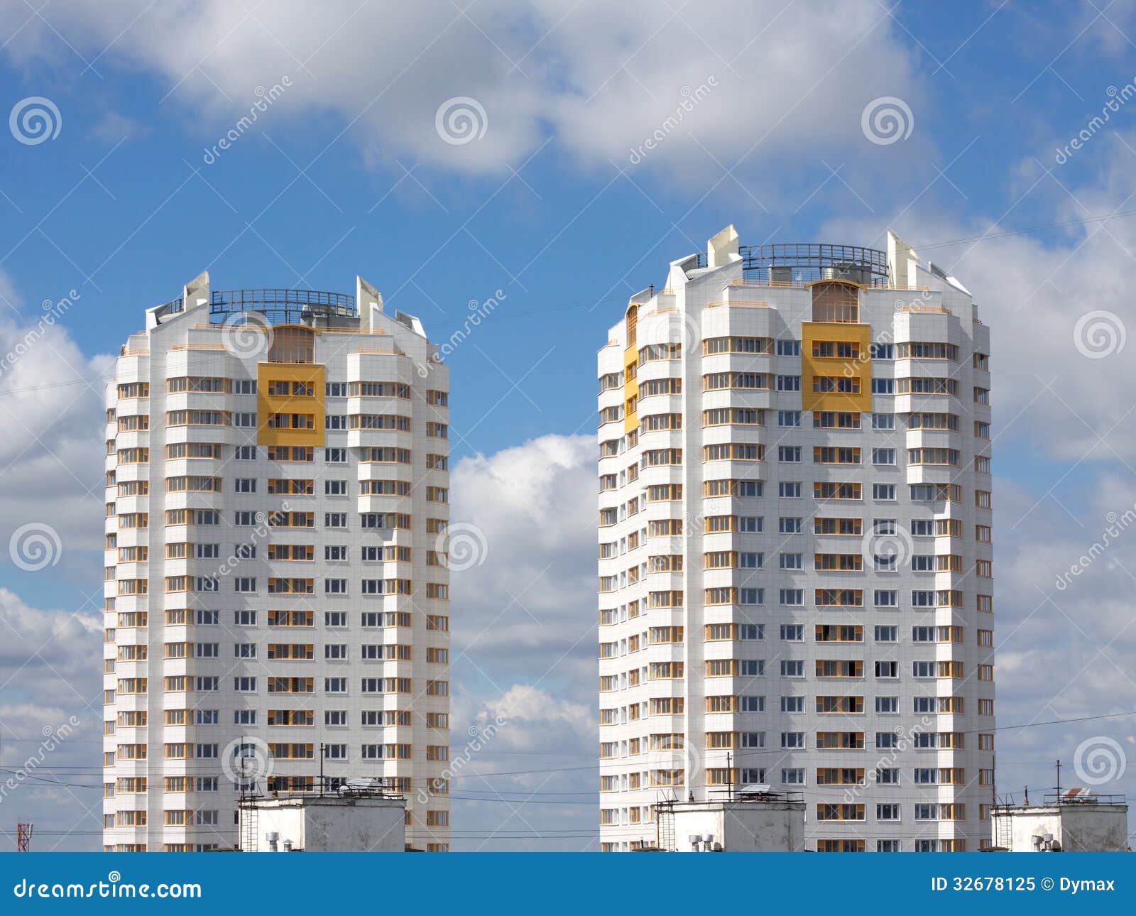 Facade of Two Constructed Buildings Stock Image - Image of blue, urban ...