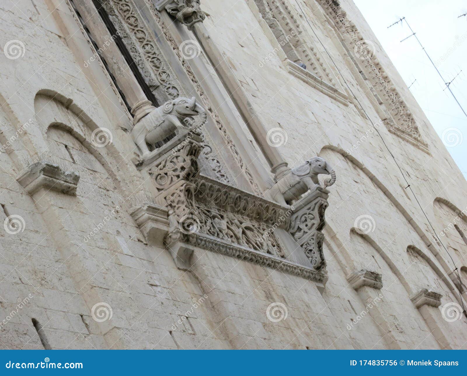 Facade with Two Elephants of a Church in Bari Stock Photo - Image of ...