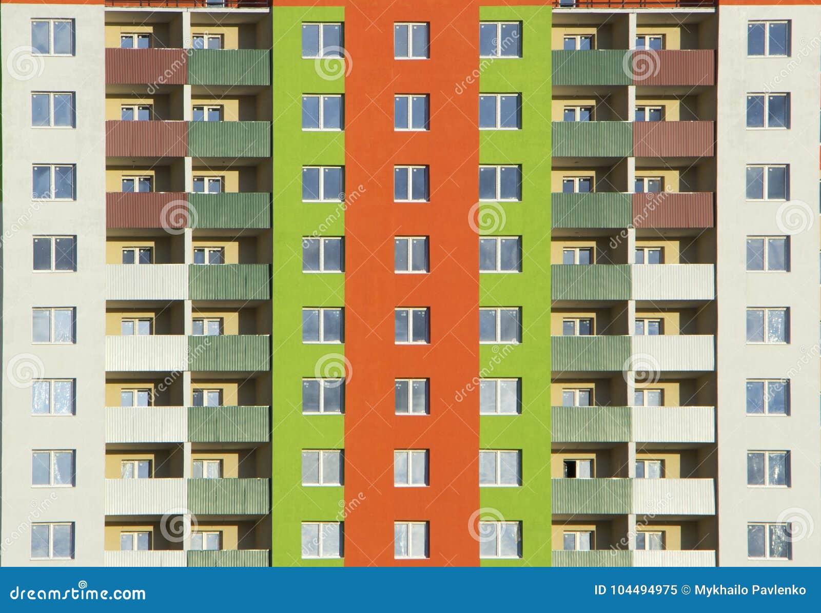 The Facade of a Typical Block Multi-storey Residential Building. Front ...