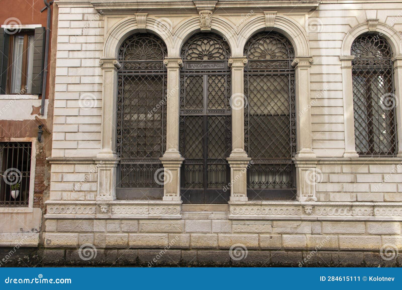 Facade With Venetian Windows And Balkony In Venice Royalty-Free Stock ...