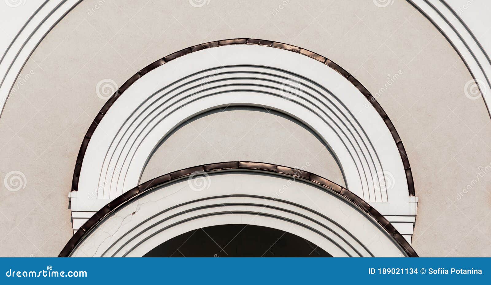 Facade of a Vintage Building with Curved Lines Stock Photo - Image of ...