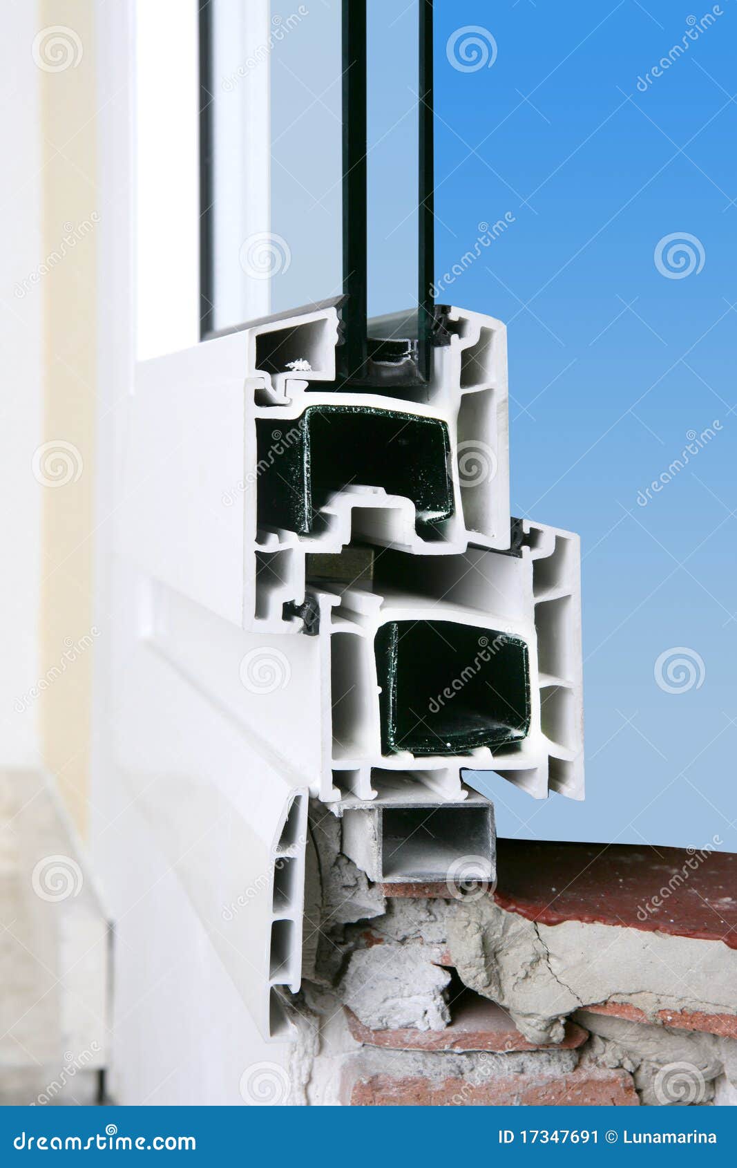 Facade Wall Cross Section of Pvc Window Stock Image - Image of ...