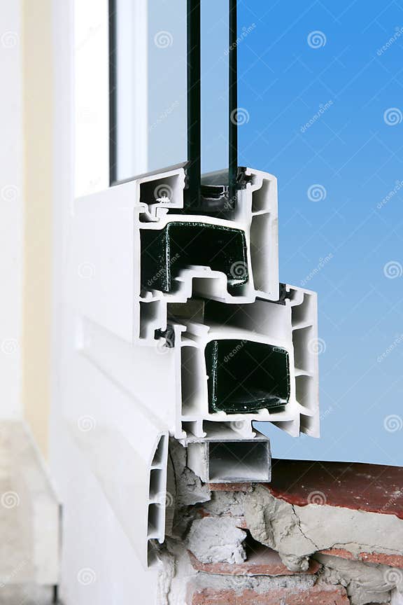 Facade Wall Cross Section of Pvc Window Stock Image - Image of ...