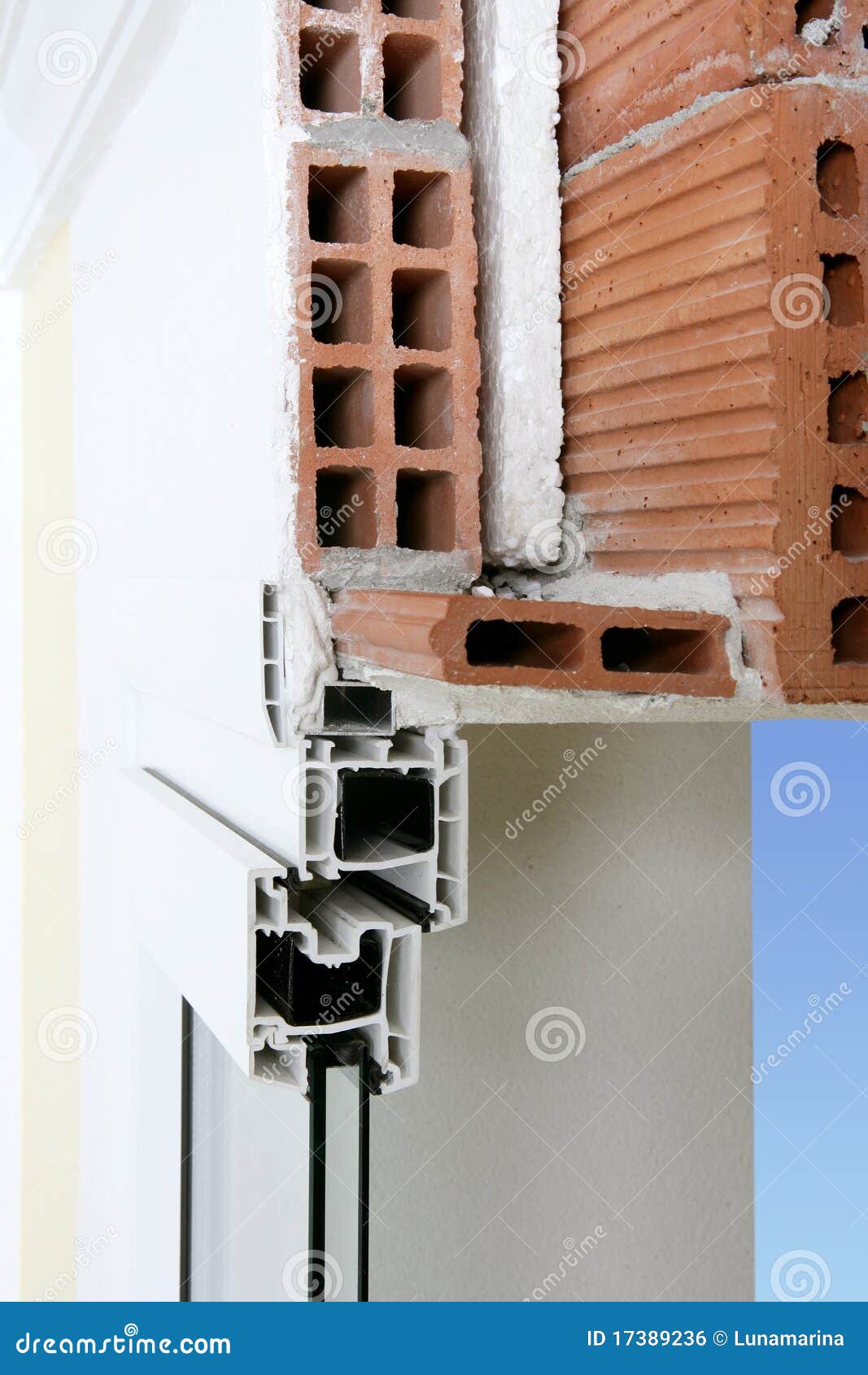 Facade Wall Cross Section of Pvc Window Stock Photo - Image of ...