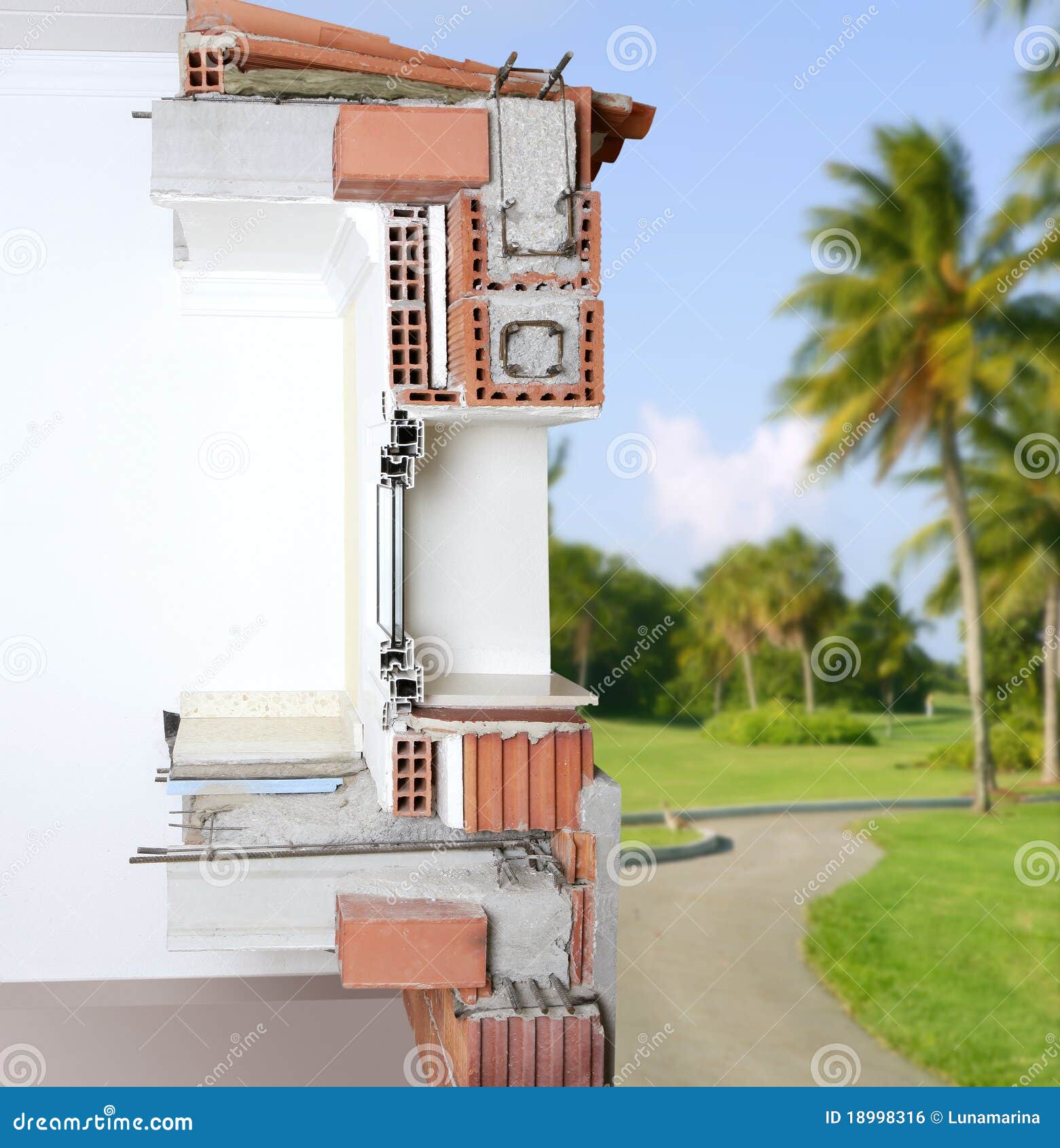 Facade Wall Cross Section Real Of Brick Blocks Stock Photo ...