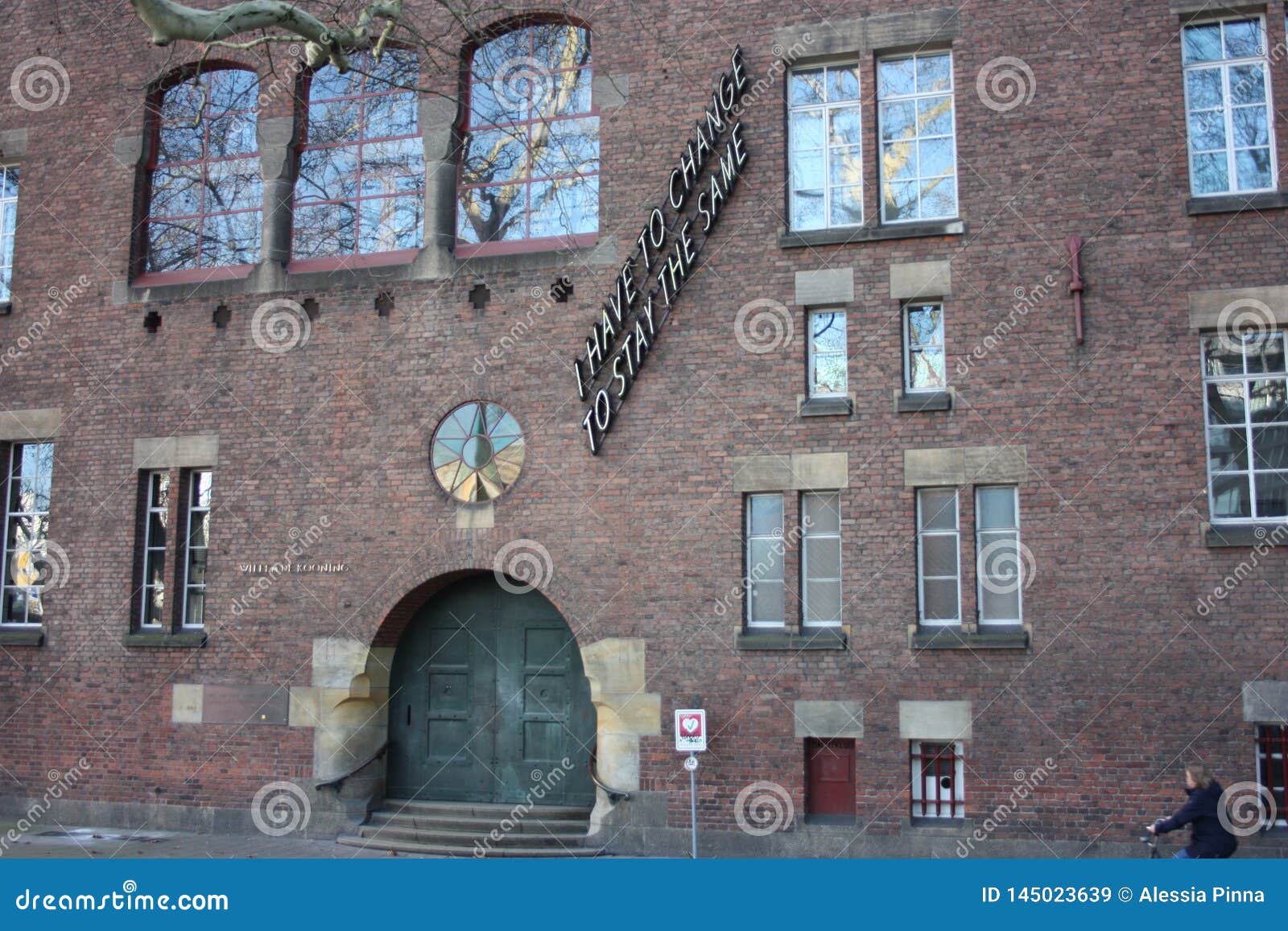 Facade or Wall of an Exterior Building Constructed of Red Bricks with ...