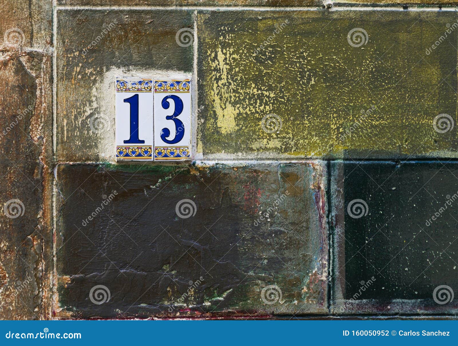 Facade of a Wall with the Number 13. Stock Photo - Image of design ...