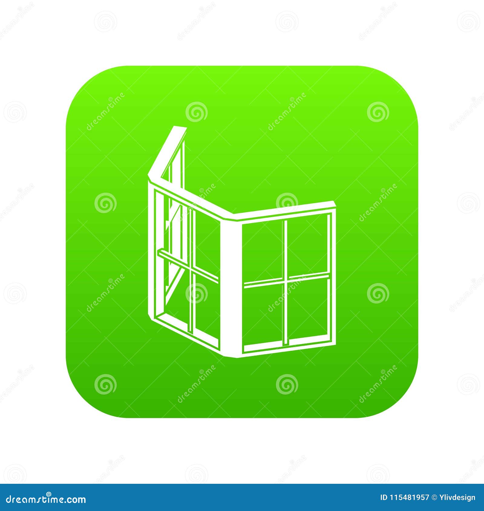 Facade Window Frame Icon Green Vector Stock Vector - Illustration of ...