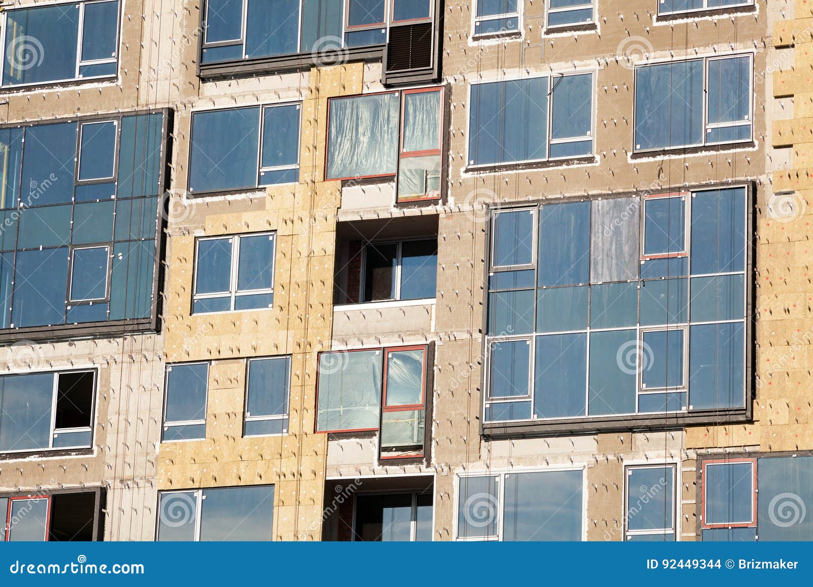 Facade with Windows of Commercial Building. Stock Photo - Image of ...
