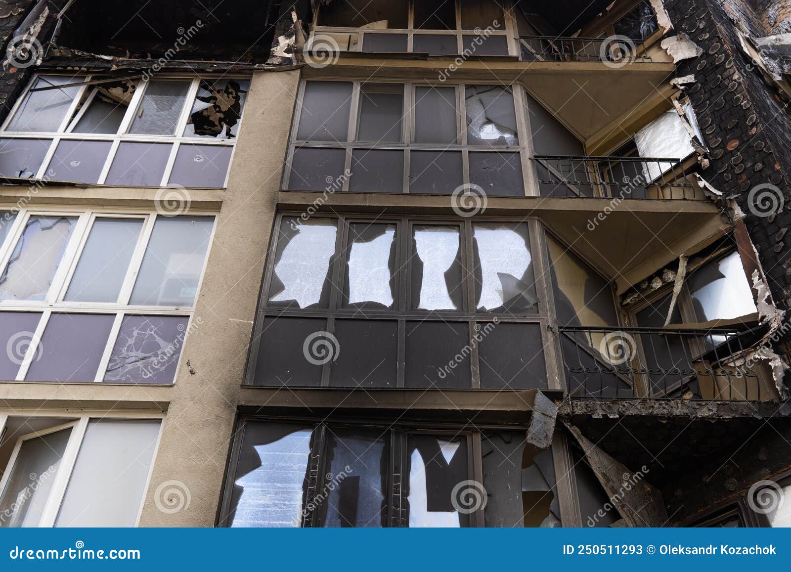 Facade and Windows of a Condominium after the Explosion and Fire in His ...