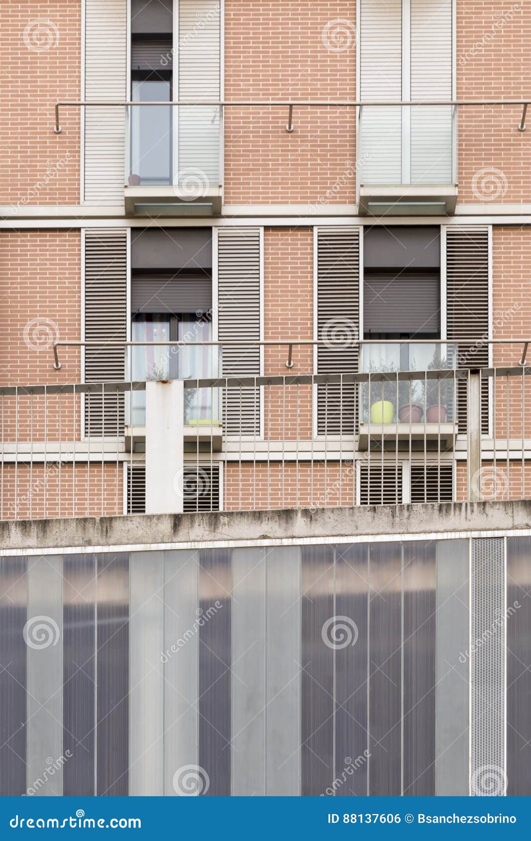 Facade with Windows of Different Shapes Stock Photo - Image of building ...