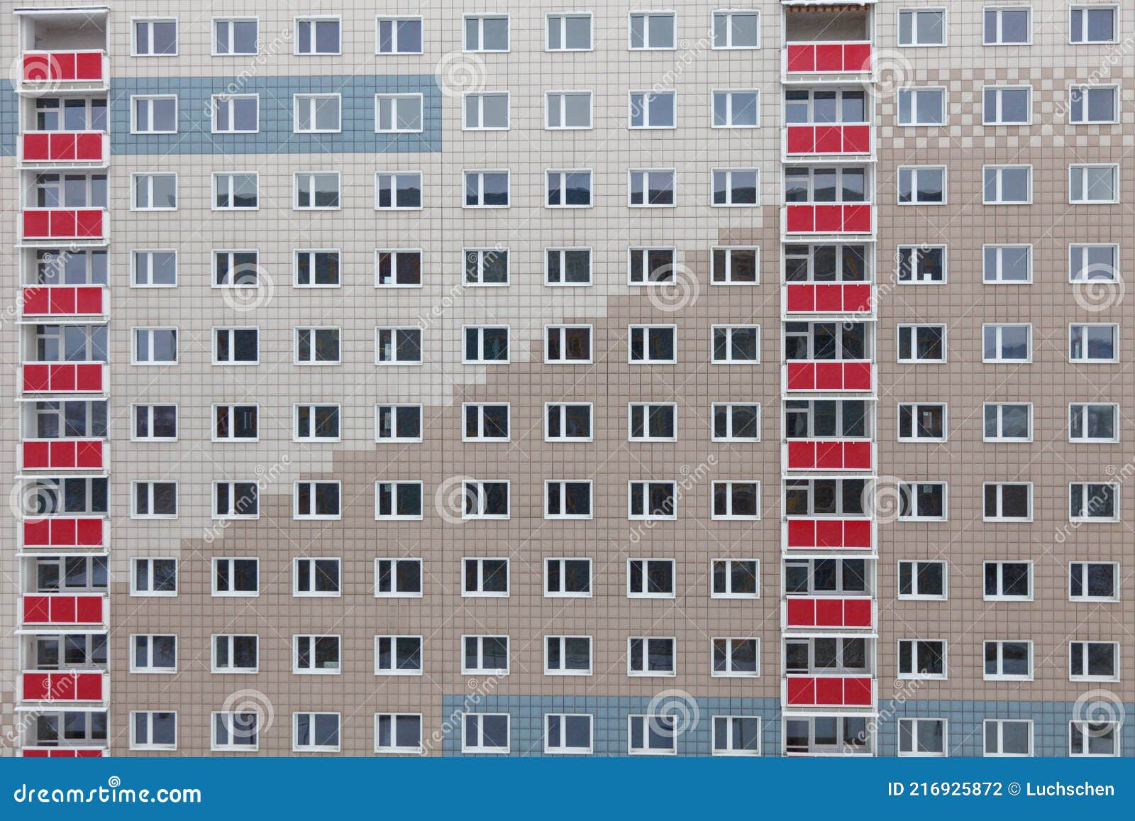 Facade with Windows of a High-rise Apartment Building Stock Photo ...