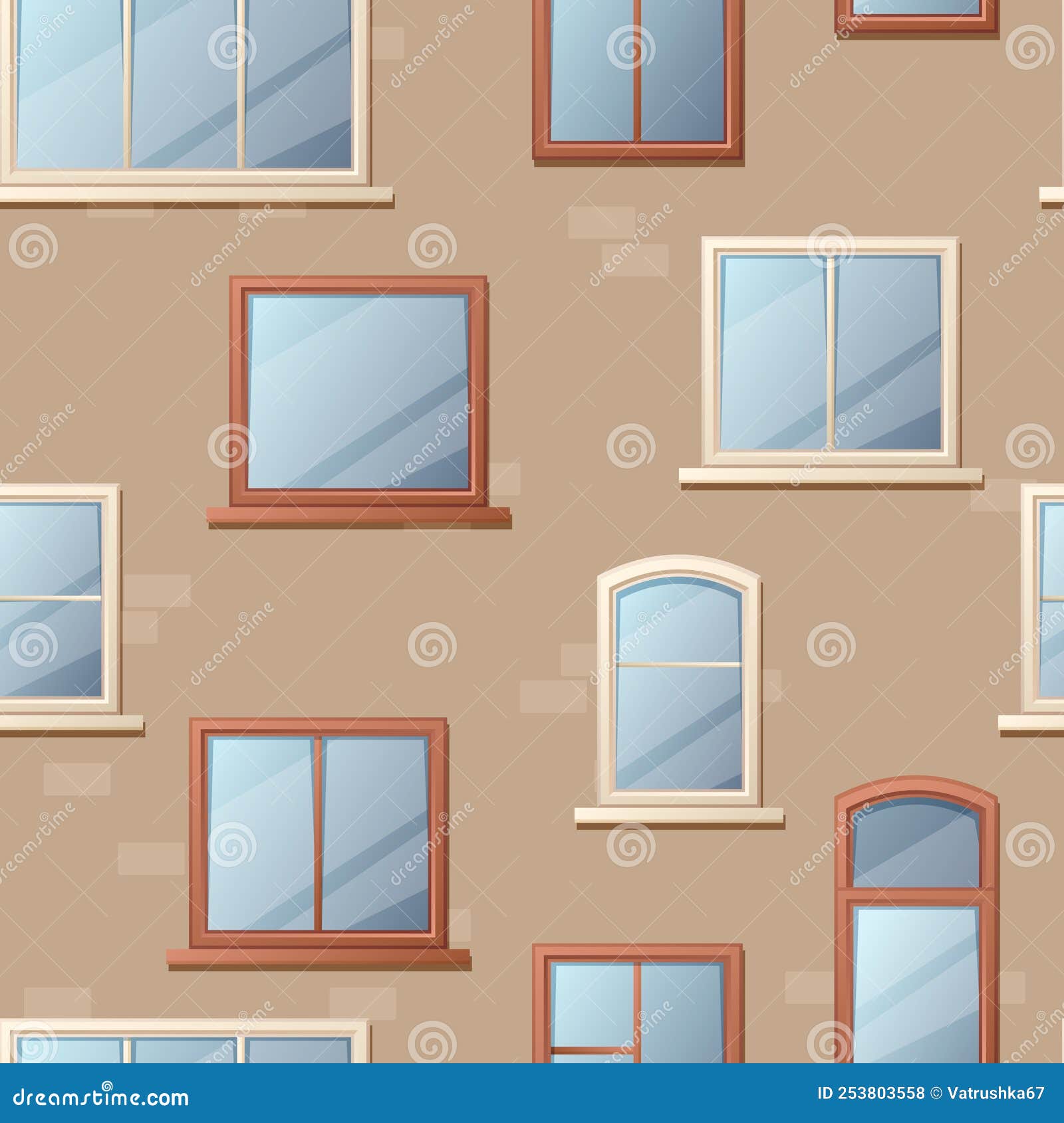 Facade with Windows Pattern. Seamless Print of Building Wall with ...