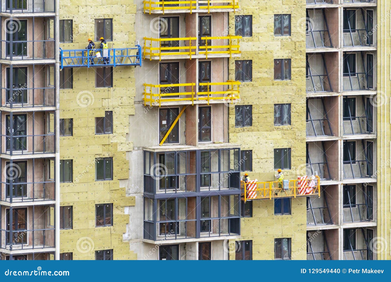 Facade Work. Fiberglass Reinforcing Plastering Mesh Used For Plaster ...