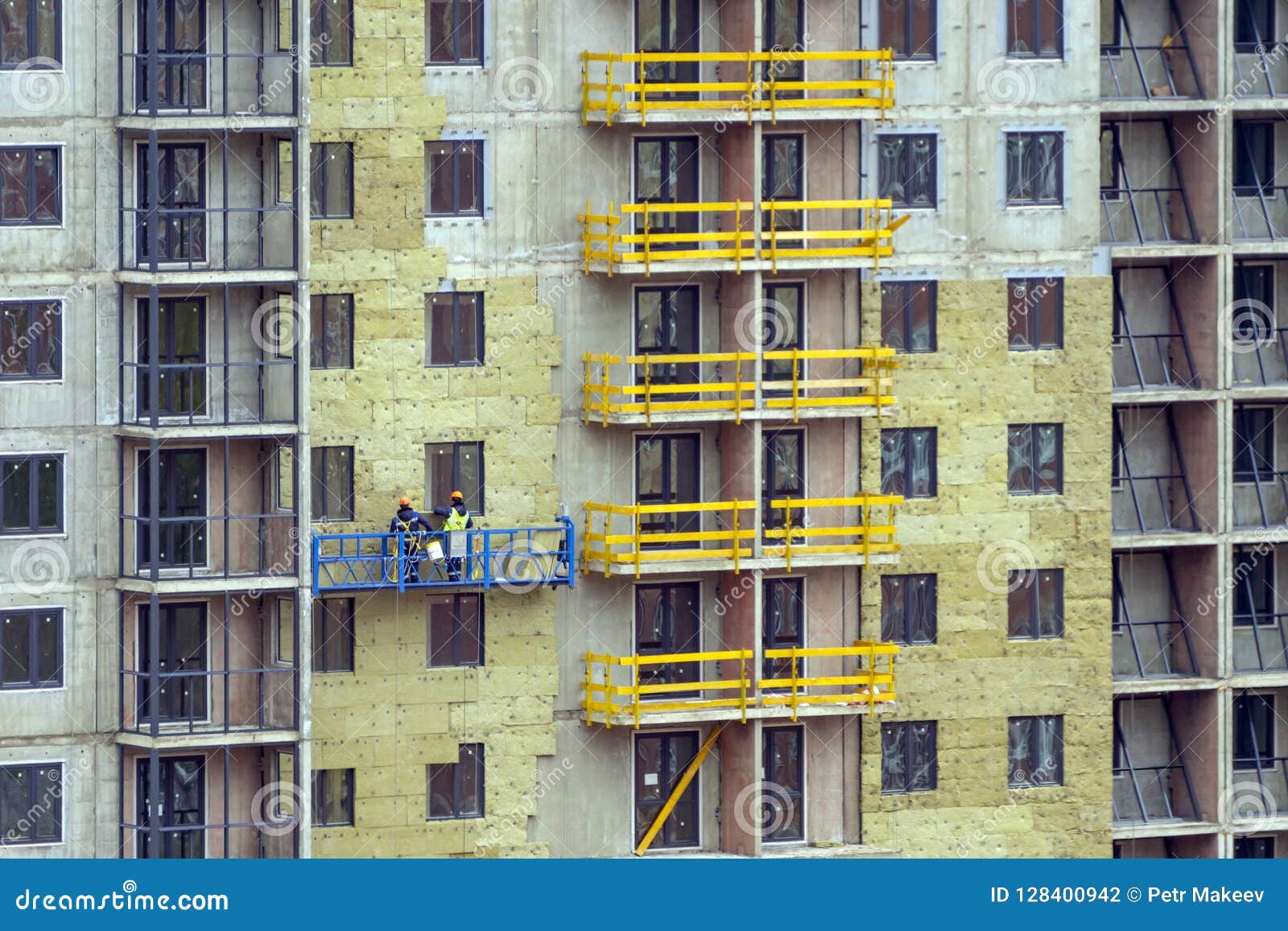 Facade Work. Fiberglass Reinforcing Plastering Mesh Used For Plaster ...
