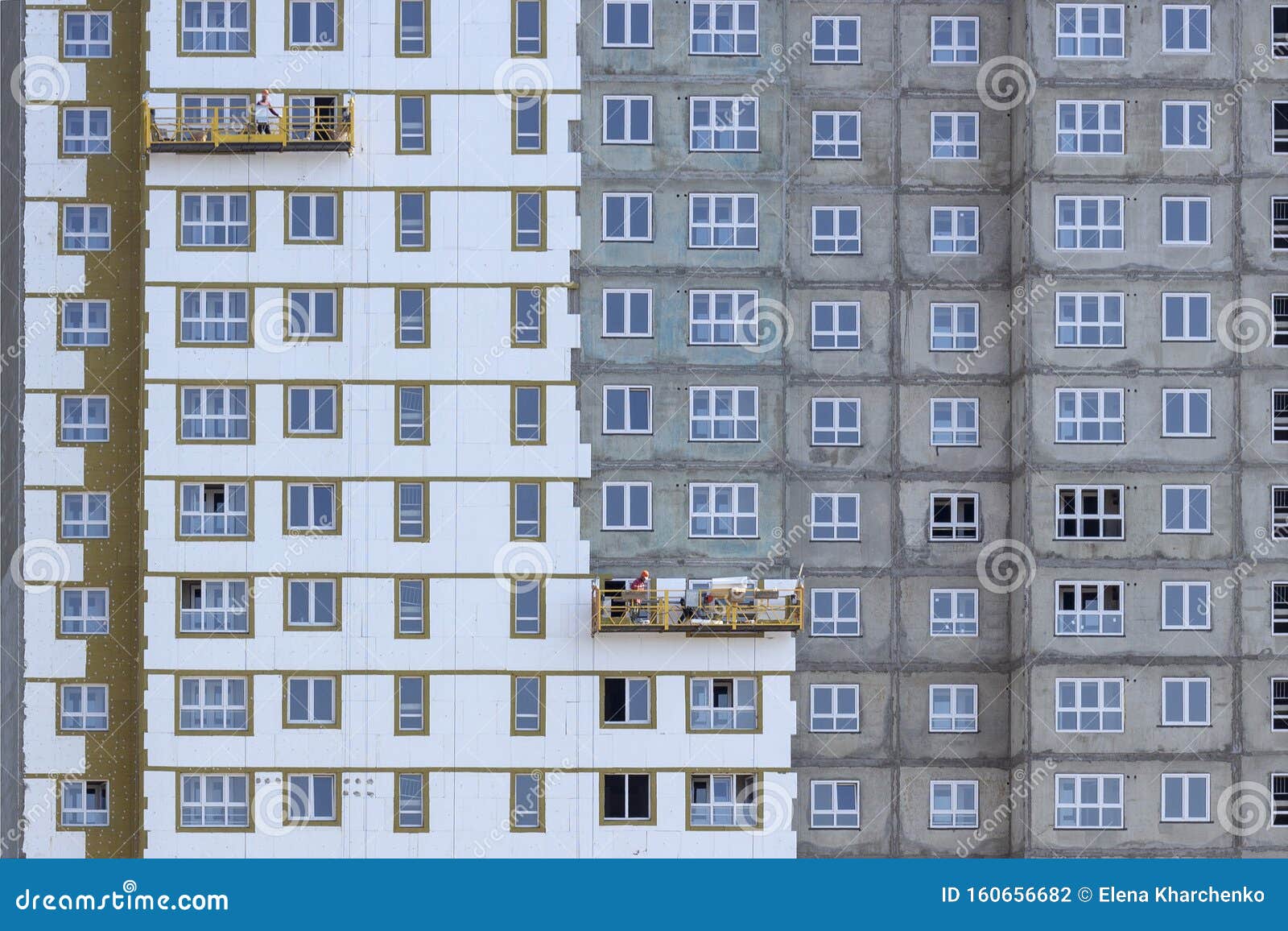 Facade Work and Insulation of a Multistory Building. Professional ...