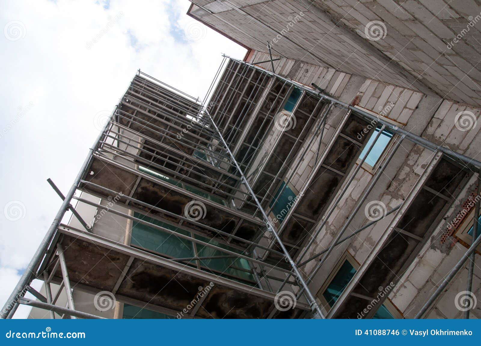 Facade Work. Fiberglass Reinforcing Plastering Mesh Used For Plaster ...