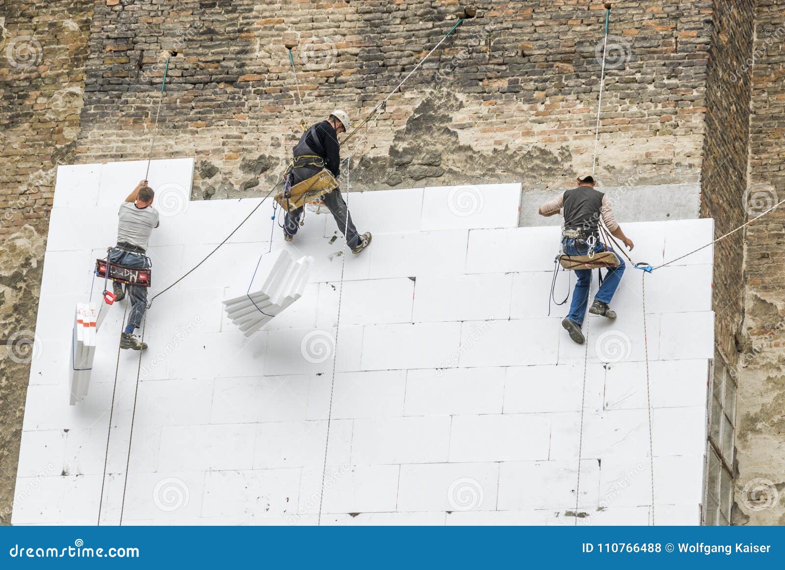 Facade Workers Mounting Polystyrene Insulation Editorial Stock Photo ...