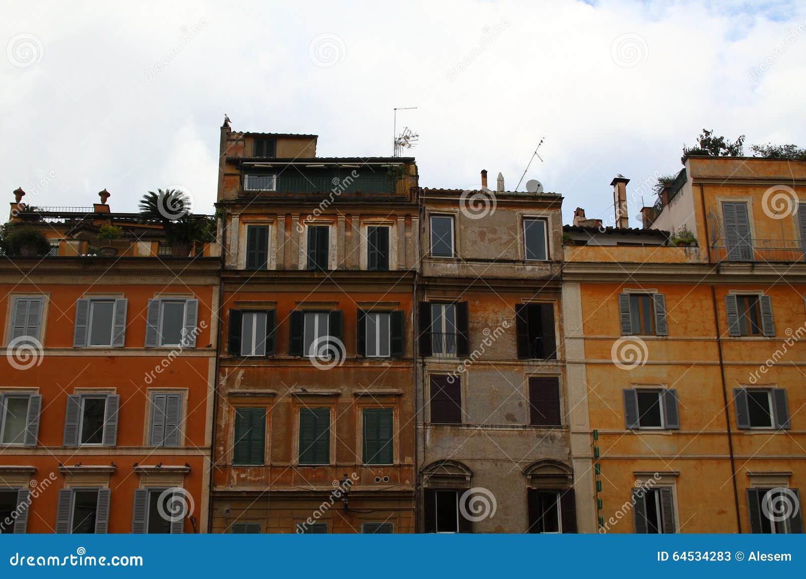Facades Of Old Rome Buildings Royalty-Free Stock Photography ...