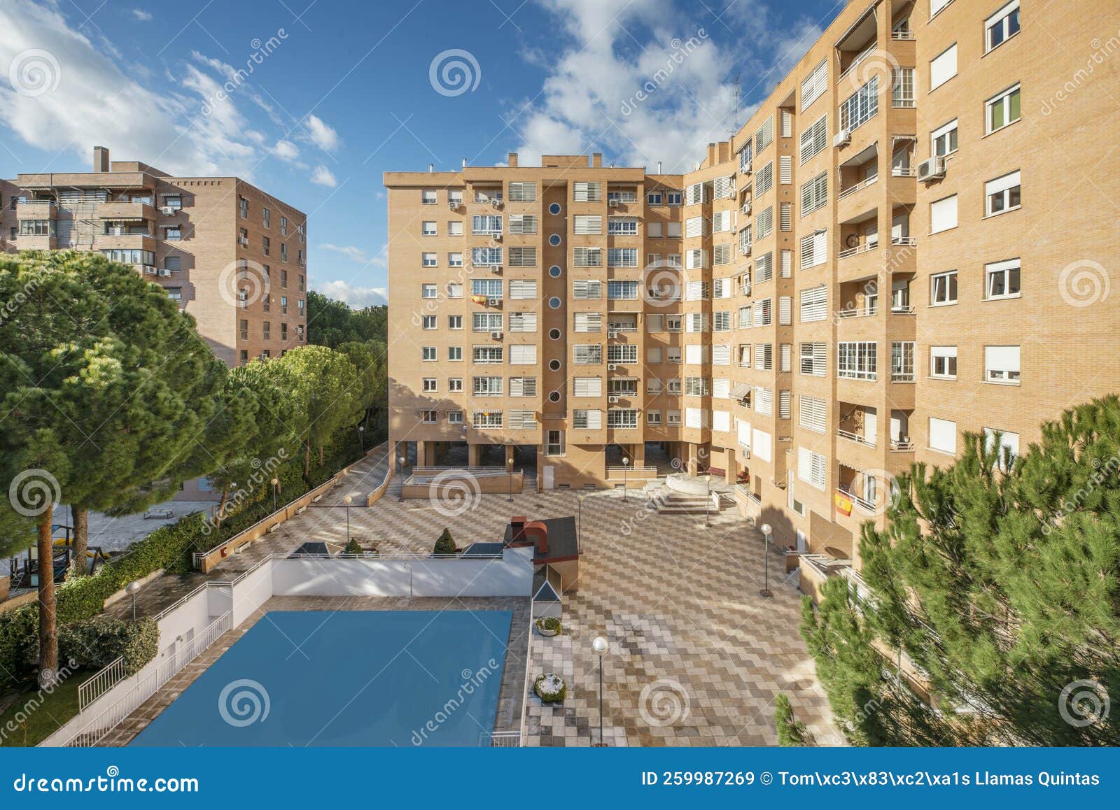 Facades of Buildings of an Urbanization with Community Pool Stock Image ...